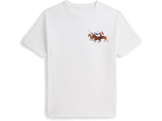 (取寄) ラルフローレン キッズ メンズ トリプル-ポニー コットン ジャージ ティー (ビッグ キッド) Polo Ralph Lauren Kids men Triple-pony Cotton Jersey Tee (big Kid) White