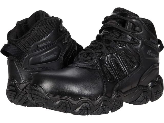 (取寄) ソログッド メンズ クロステレックス サイド ジップ ミッド ウォータープルーフ コンプ トゥ ポリッシュ Thorogood men Thorogood Crosstrex Side Zip Mid Waterproof Comp Toe Polished Black