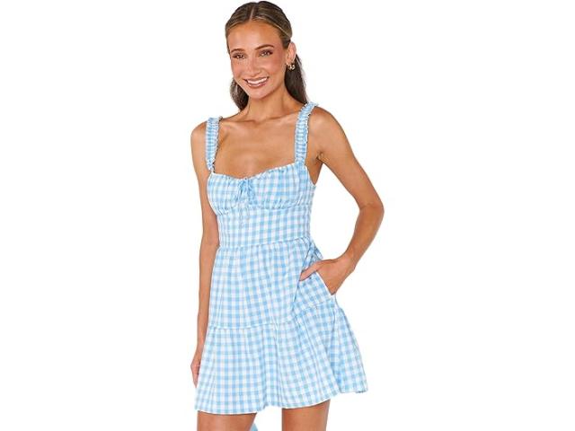 (取寄) ショウ ミー ユア ムームー レディース ロージー ミニ ドレス Show Me Your Mumu women Rosie Mini Dress Blue Cottage Gingham