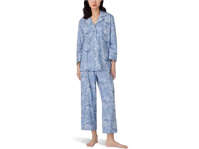 (取寄) ローレン ラルフローレン レディース エッセンシャル ビンガム ニット カプリ Pj セット Lauren Ralph Lauren women Essentials Bingham Knits Capri PJ Set Blue Paisley 1