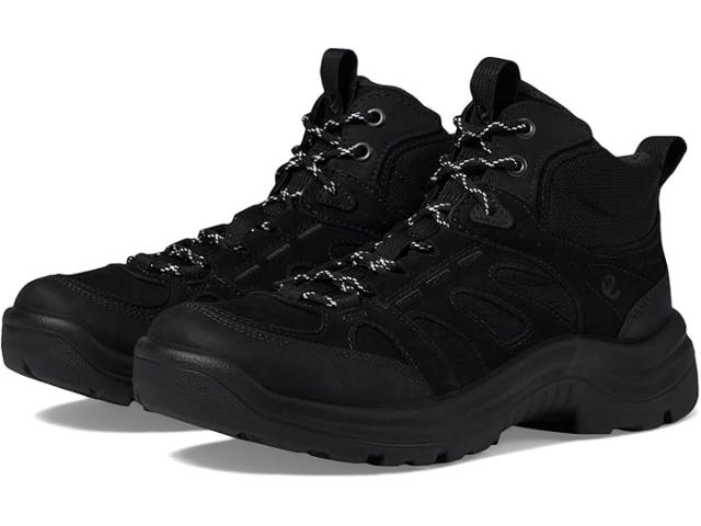 (取寄) エコー スポーツ レディース オフロード ウォータープルーフ ミッド ハイキング ブーツ ECCO Sport women ECCO Sport Offroad Waterproof Mid Hiking Boots Black Oil Nubuck/Black Nubuck