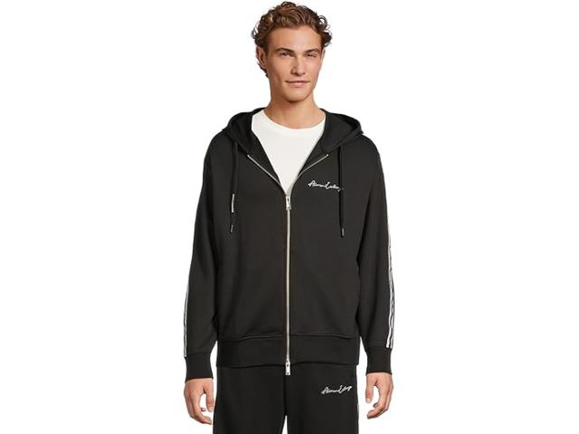 (取寄) アルマーニエクスチェンジ メンズ シグニチャー ロゴ ジップ アップ スウェットシャツ Armani Exchange men Signature Logo Zip Up Sweatshirt Black