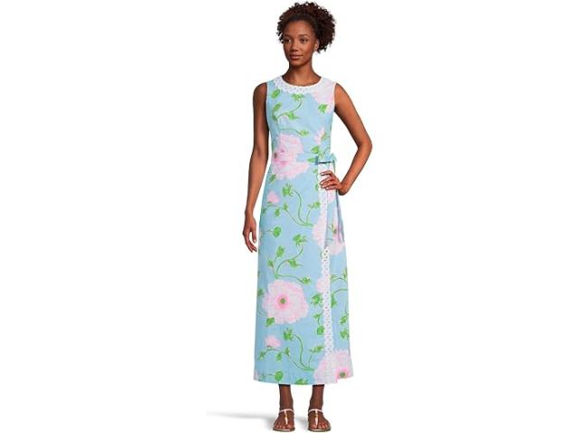 (取寄) リリー ピュリッツァー レディース フリージア ストレッチ マキシ シフト Lilly Pulitzer women Fresia Stretch Maxi Shift Fresh Water Blue Bursting Blooms Engineered Woven Dress
