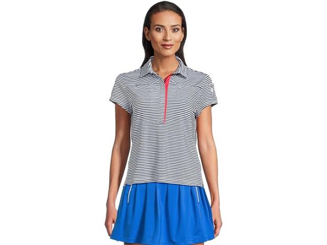 (取寄) ジェイミー サドック レディース ストライプド ショート スリーブ トップ Jamie Sadock women Striped Short Sleeve Top Moonlit Navy