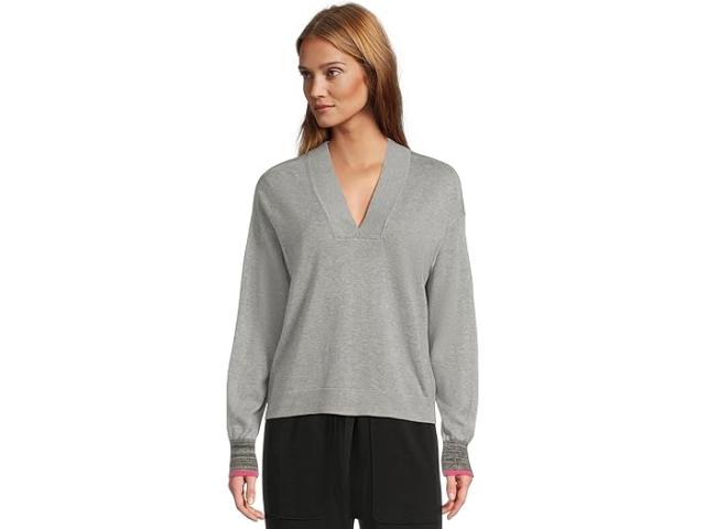 (取寄) リラ P レディース V-ネック プルオーバー セーター Lilla P women V-Neck Pullover Sweater Heather Grey