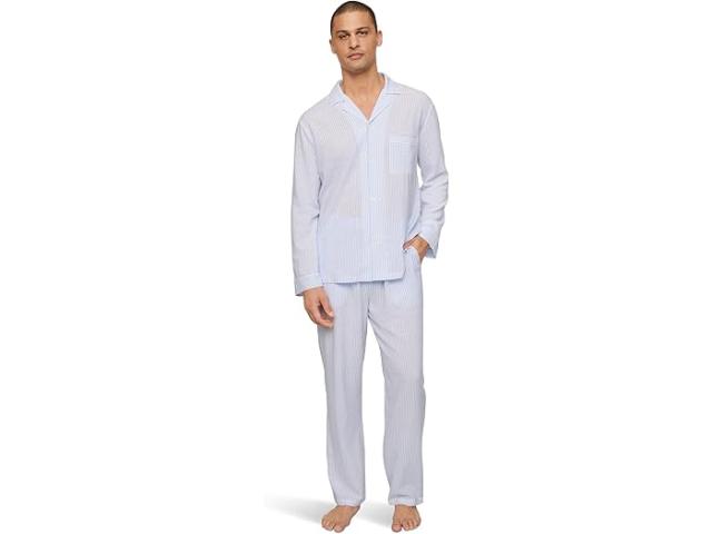 (取寄) エバージェイ メンズ ノーティコ ロング Pj セット Eberjey men Nautico Long Pj Set White/Cornflower Blue