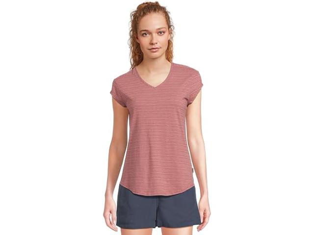 (取寄) ロイヤルロビンズ レディース ヴァケイショナー V-ネック ショート スリーブ  Robbins women Vacationer V-Neck Short Sleeve Wild Rhubarb Stripe