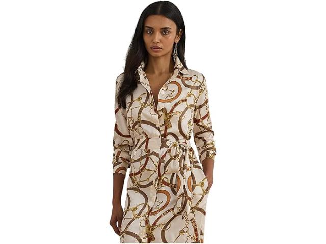 (取寄) ローレン ラルフローレン レディース ベルティング-プリント ツイル シャツドレス Lauren Ralph Lauren women Belting-Print Twill Shirtdress Cream Multi