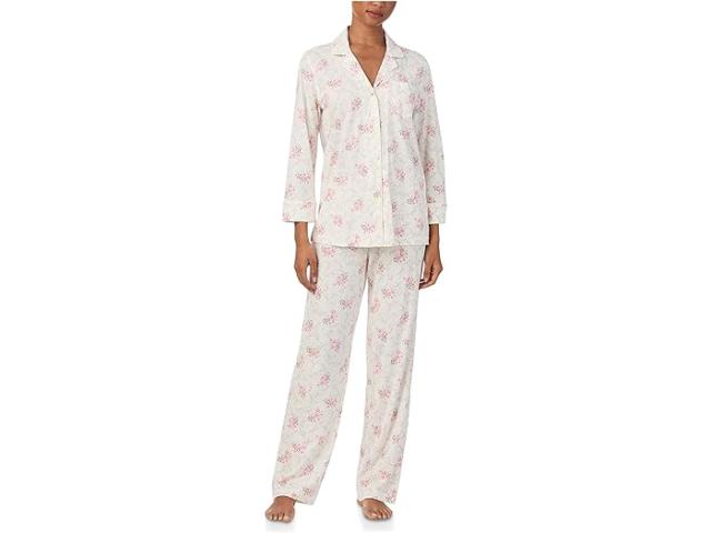 (取寄) ローレン ラルフローレン レディース クラシック ニット ショート スリーブ Pj セット Lauren Ralph Lauren women Classic Knit Short Sleeve Pj Set Ivory Floral