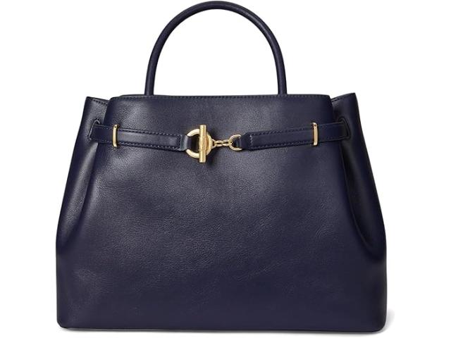 (取寄) ローレン ラルフローレン レディース レザー ラージ ブレイク サッチェル Lauren Ralph Lauren women Leather Large Blaike Satchel Navy