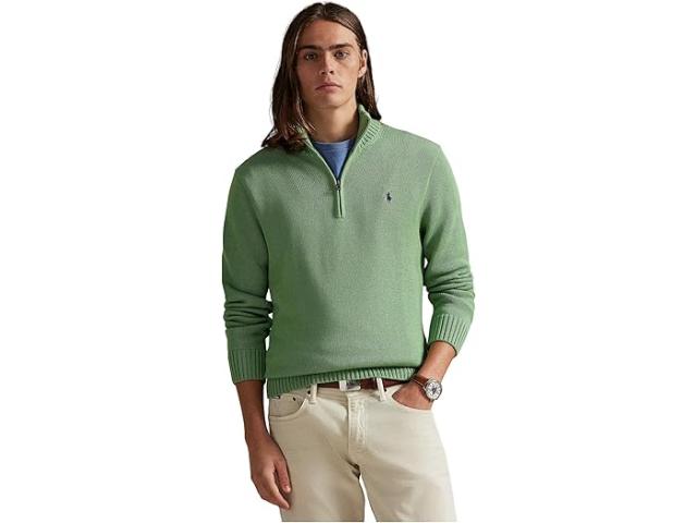 (取寄) ラルフローレン メンズ コットン 1/4 ジップ セーター Polo Ralph Lauren men Cotton 1/4 Zip Sweater Outback Green