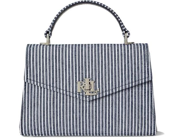 (取寄) ローレン ラルフローレン レディース ストライプド キャンバス スモール ファラー サッチェル Lauren Ralph Lauren women Striped Canvas Small Farrah Satchel Refined Navy Stripe