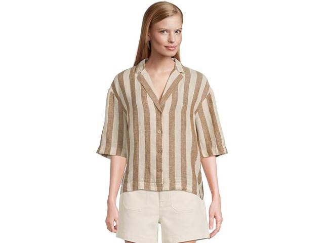 (取寄) ファリティ レディース パルマ リネン キャンプ シャツ Faherty women Palma Linen Camp Shirt Cocoa Beach Stripe