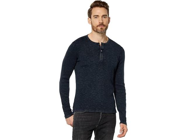 (取寄) ジョン バルベイトス メンズ メンフィス ワッフル ヘンリー イン フェードアウェイ ウォッシュ Y1891X88 John Varvatos men John Varvatos Memphis Waffle Henley in Fadeaway Wash Y1891X88 Navy