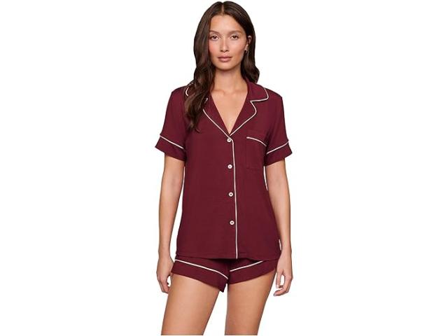 (取寄) エバージェイ レディース ジゼル リラックスド-フィット ショート Pj セット Eberjey women Gisele Relaxed Short PJ Set Bordeaux/Ivory