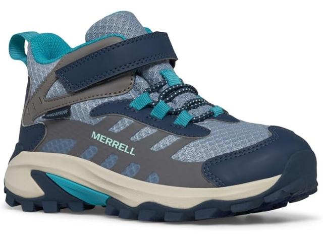 (取寄) メレル キッズ キッズ モアブ スピード 2 ミッド A/C ウォータープルーフ (リトル キッド/ビッグ キッド) Merrell Kids kids Merrell Kids Moab Speed 2 Mid A/C Waterproof (Little Kid/Big Kid) Stone/Blue/Turq