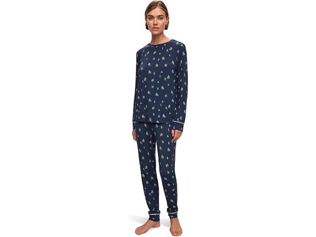 (取寄) エバージェイ レディース ジゼル プリンテッド クルー Pj セット Eberjey women Eberjey Gisele Printed Crew PJ Set Woodland Pine Navy/Ivory