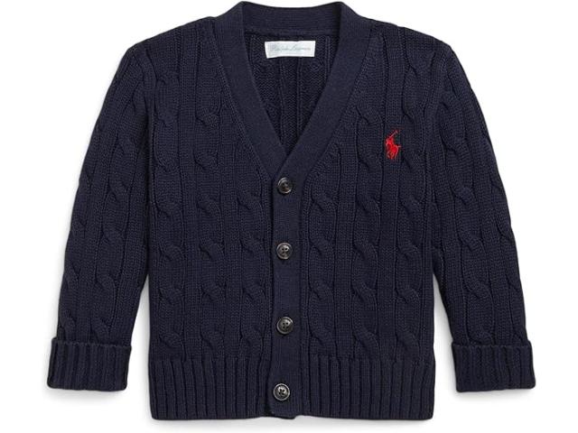 (取寄) ラルフローレン キッズ ボーイズ ケーブルニット コットン V-ネック カーディガン (インファント) Polo Ralph Lauren Kids boys Cable-Knit Cotton V-Neck Cardigan (Infant) RL Navy