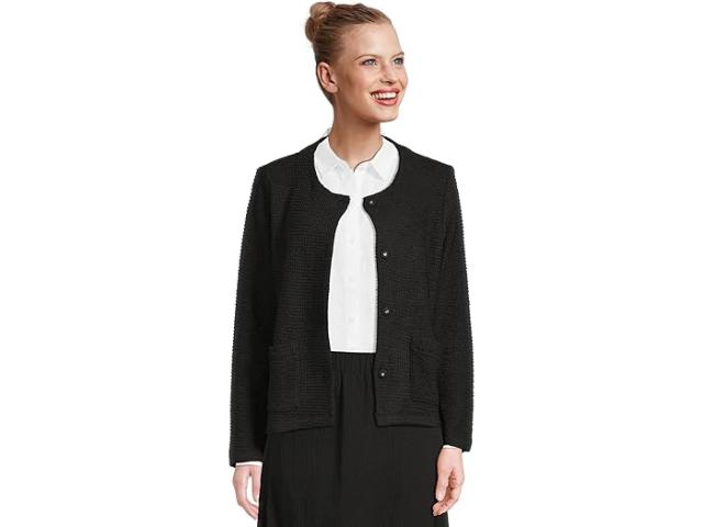 (取寄) アイリーン フィッシャー レディース オーガニック コットン ブークル ラウンド ネック ジャケット Eileen Fisher women Organic Cotton Boucle Round Neck Jacket Black