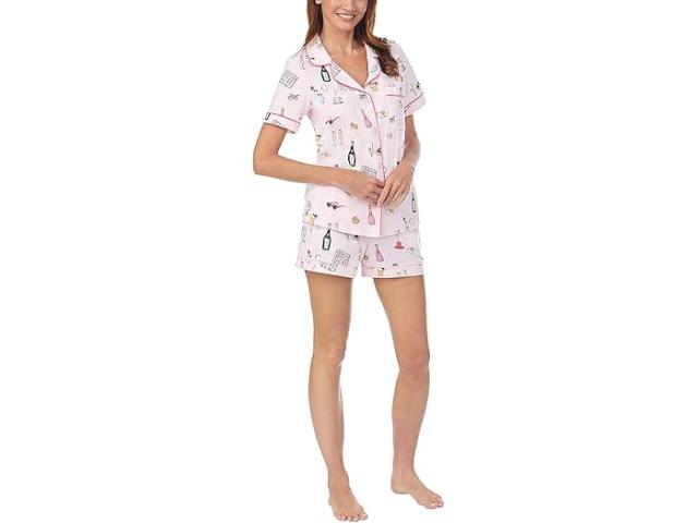 (取寄) ベッドヘッドパジャマズ レディース ショート スリーブ クラシック ショーティー Pj セット Bedhead PJs women Short Sleeve Classic Shorty PJ Set Let's Do Brunch