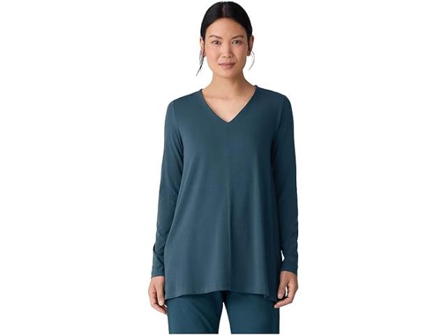 (取寄) アイリーン フィッシャー レディース ファイン ストレッチ ジャージ ニット V-ネック チュニック Eileen Fisher women Fine Stretch Jersey Knit V-neck Tunic Alpine