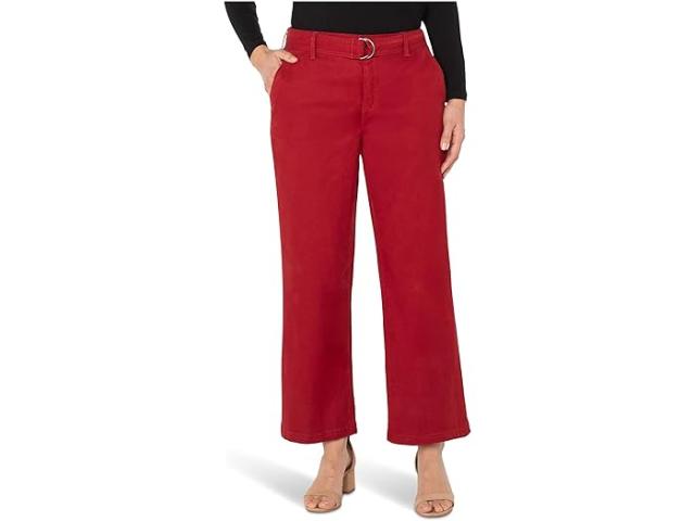 (取寄) リバプールロサンゼルス レディース ストライド ミッドライズ ワイド レッグ パンツ W/ セルフ ベルト Liverpool Los Angeles women Stride Mid-Rise Wide Leg Pants w/ Self Belt Maroon Berry