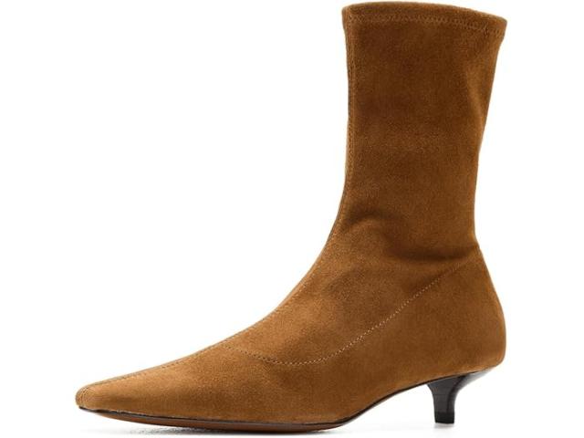 (取寄) メイドウェル レディース シエル キトン ヒール グローブ ブーティ - スエード Madewell women Ciel Kitten Heel Glove Bootie - Suede Warm Chestnut