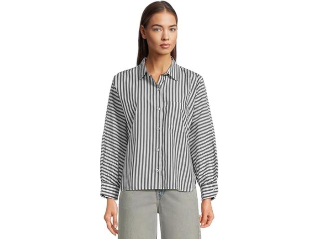 (取寄) リラ P レディース ドルマン スリーブ ボタンダウン シャツ Lilla P women Dolman Sleeve Button-Down Shirt Navy/White Stripe