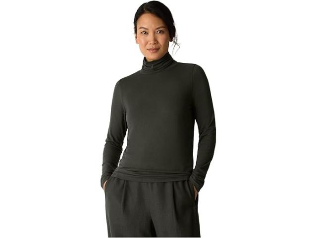 (取寄) アイリーン フィッシャー レディース シーア ニット タートル ネック トップ Eileen Fisher women Sheer Knit Turtle Neck Top Woodland