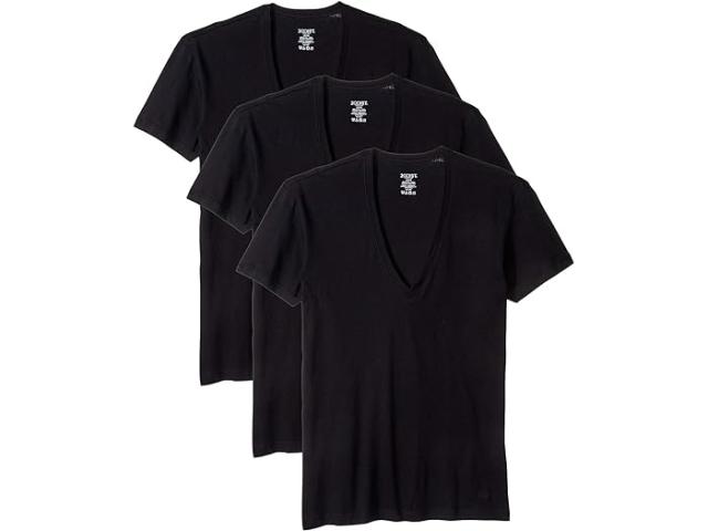 (取寄) 2XIST メンズ エッセンシャル 3-パック スリム フィット ディープ V-ネック Tシャツ 2(X)IST men Essential 3-Pack Slim Fit Deep V-Neck T-Shirt Black