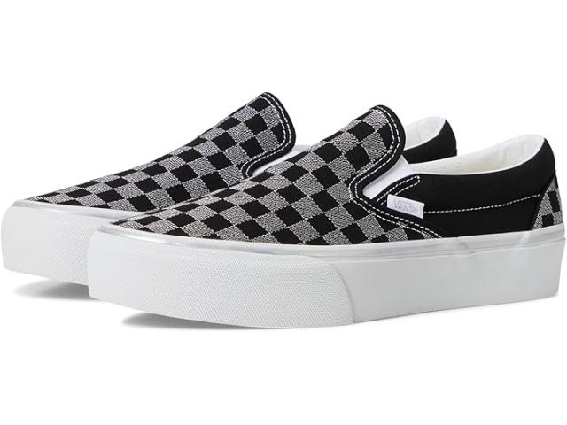 (取寄) バンズ クラシック スリッポン プラットフォーム Vans Classic Slip-On Platform llic Checkrbrd Black