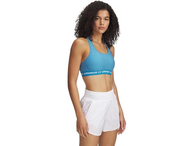 (取寄) アンダーアーマー レディース クロスバック ミッド ヘザー ブラ Under Armour women Cross-Back Mid Heather Bra Ether Blue/White