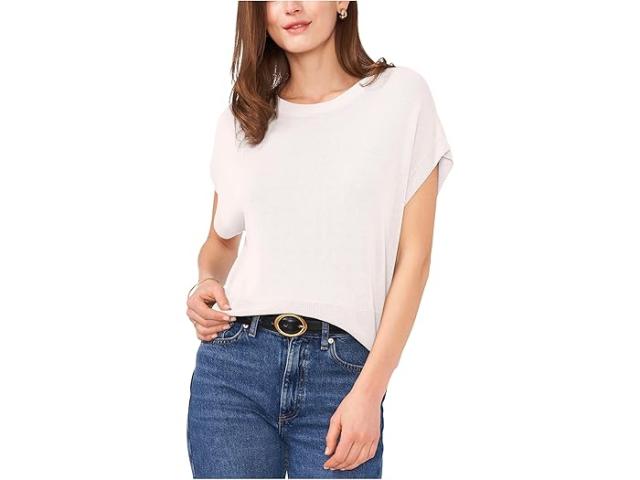 (取寄) ヴィンスカムート レディース ショート スリーブ クルー ネック ドロップ ショルダー トップ Vince Camuto women Short Sleeve Crew Neck Drop Shoulder Top Birch