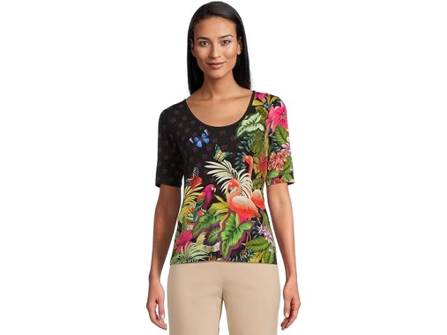 (取寄) ジョニー ワズ レディース ザ ジャニー フェーバリット スクープ ネック フィッティド ティー Johnny Was women The Janie Favorite Scoop Neck Fitted Tee Amorina