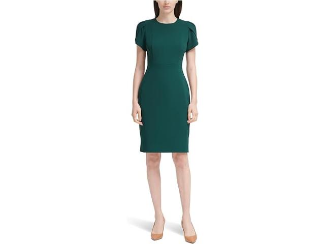 (取寄) カルバンクライン レディース チューリップ スリーブ シィース   women Tulip Sleeve Sheath Malachite