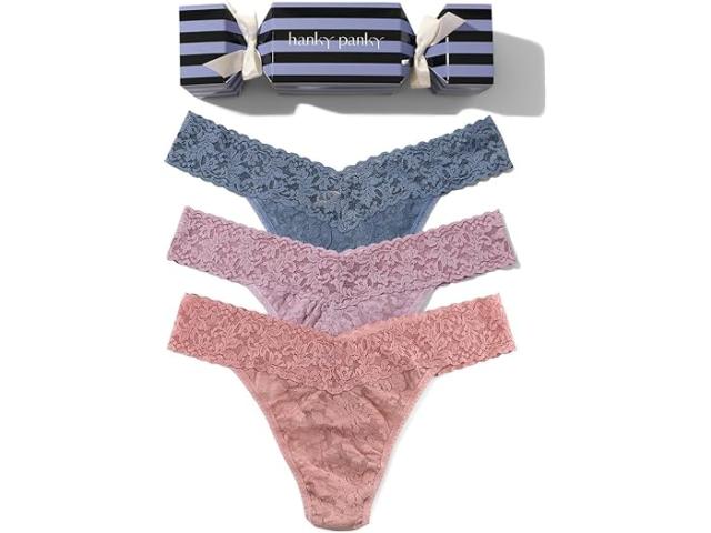 (取寄) ハンキー パンキー レディース シグニチャー レース オリジナル ライズ トング 3-パック Hanky Panky women Signature Lace Original Rise Thong 3-Pack Apricot Crush/Water Lily/Tour Guide