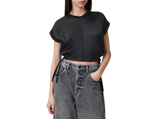 (取寄) オールセインツ レディース ミラ サテン ティー AllSaints women Mira Satin Tee Black