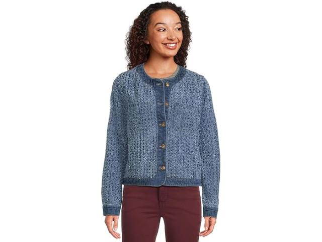 (取寄) トミーバハマ レディース パフォレイティット ツイード クロップ デニム ジャケット  Bahama women Perforated Tweed Crop Denim Jacket Med Wash