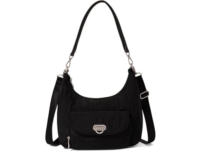 (取寄) バッガリーニ レディース コースタル フリップ ロック ハーフ ムーン バッグ Baggallini women Coastal Flip Lock Half Moon Bag Black
