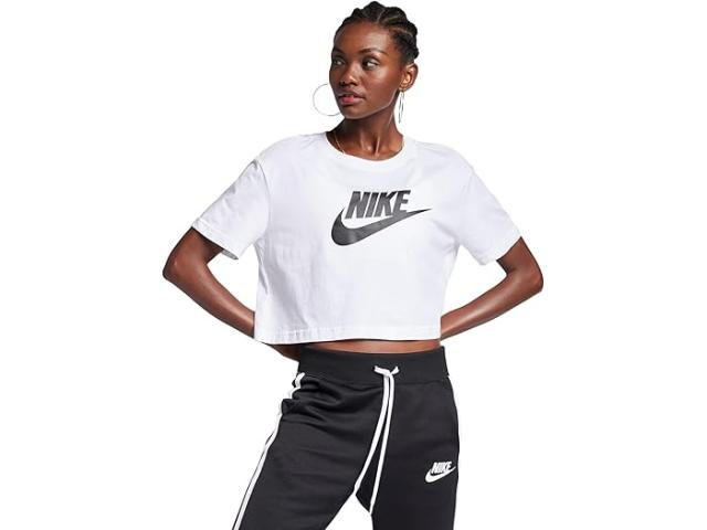 (取寄) ナイキ レディース スポーツウェア エッセンシャル クラブ クロップド ロゴ T-シャツ Nike women Sportswear Essential Club Cropped Logo T-shirt White/Black