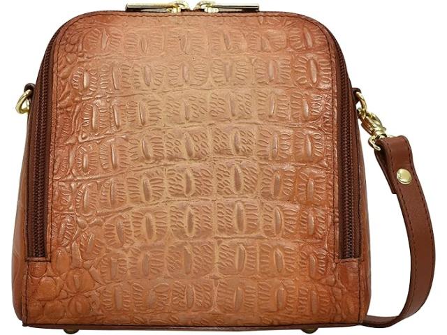 (取寄) アヌシュカ レディース 668 ジップ アラウンド トラベル オーガナザー Anuschka women Anuschka 668 Zip Around Travel Organizer Croc Embossed Caramel
