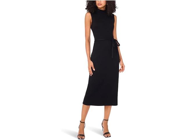 (取寄) ヴィンスカムート レディース スリーブレス モックネック ウィズ シン ベルト ドレス Vince Camuto women Sleeveless Mockneck with Thin Belt Dress Rich Black