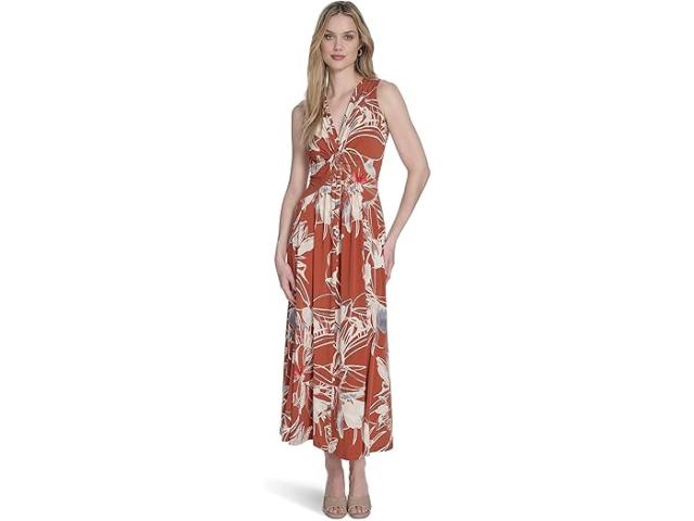 (取寄) カルバンクライン レディース マット ジャージ フローラル ノット Aライン   women Matte Jersey Floral Knot Aline Terra Multi