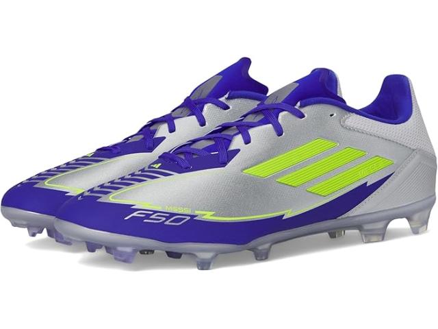 (取寄) アディダス リーグ メッシ ファーム グランド サッカー クリーツ adidas F50 League Messi Firm Ground/Multi Ground Soccer Cleats Silver llic/Solar Yellow/Lucid Blue