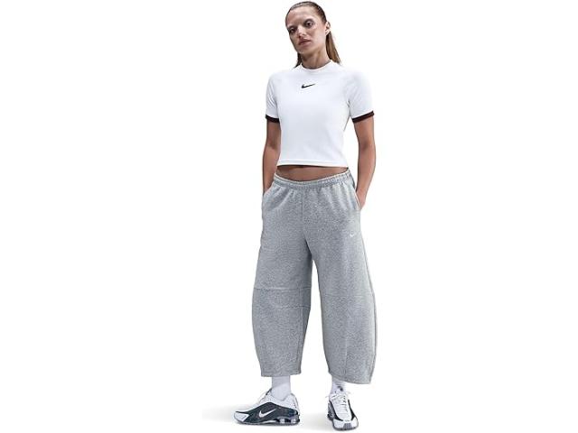 (取寄) ナイキ レディース スポーツウェア フェニックス フリース バレル レッグ パンツ Nike women Sportswear Phoenix Fleece Barrel Leg Pants Dark Grey Heather/Heather/Sail