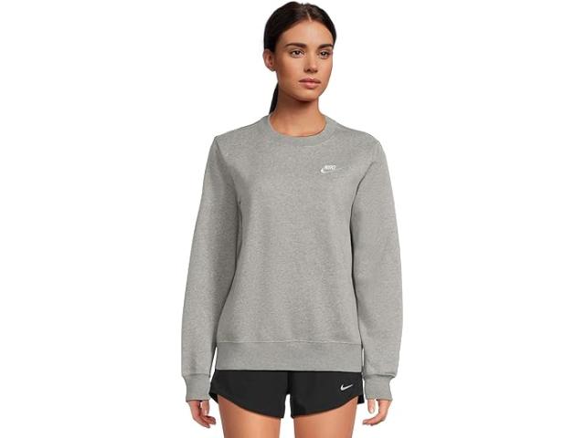 (取寄) ナイキ レディース スポーツウェア クラブ フリース クルー ネック スウェットシャツ Nike women Sportswear Club Fleece Crew Neck Sweatshirt Dark Grey Heather/White
