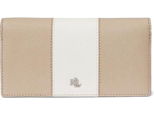 (取寄) ローレン ラルフローレン レディース ツートーン クロスハッチ レザー スリム ウォレット Lauren Ralph Lauren women Two-Tone Crosshatch Leather Slim Wallet Birch Tan/Soft White