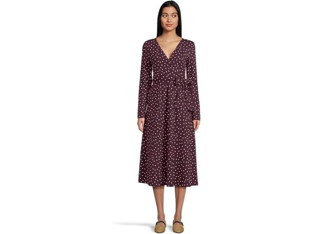 (取寄) パクト レディース フィット アンド フレア フォー ラップ ドレス PACT women Fit & Flare Faux Wrap Dress Berry Polka Dot