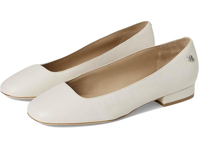 (取寄) ローレン ラルフローレン レディース ナッパ レザー バレエ フラッツ Lauren Ralph Lauren women Emellie Nappa Leather Ballet Flat Soft White