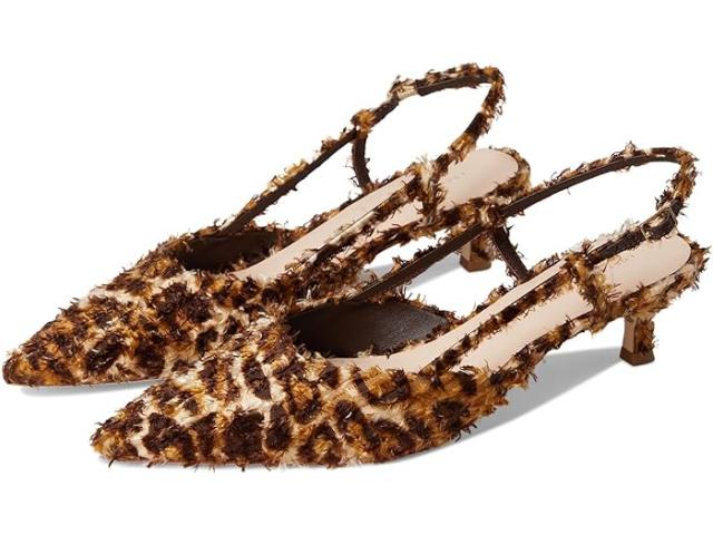(取寄) ロフラー ランドール レディース タイソン スモック スリング バック キトン ヒール Loeffler Randall women Tyson Smocked Sling Back Kitten Heel Leopard